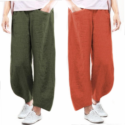 Women's plus size elastic waist loose casual thin pants女裤