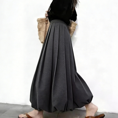 高端定制深灰色毛呢大码半身裙女