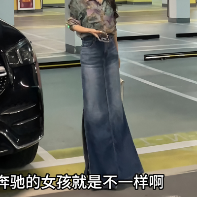 美式复古修身开叉半身裙