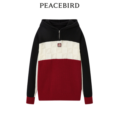 【商场同款】太平鸟女装2023年冬季新款拼接毛衫A3EBD4333