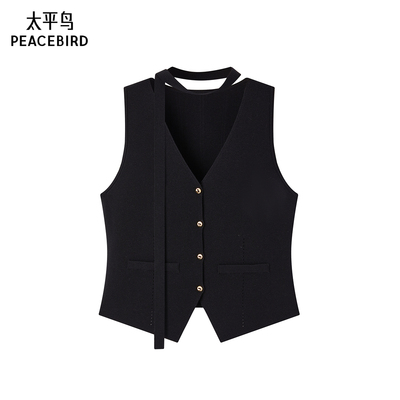 太平鸟女装夏季醋酸线马夹A1EFE2171