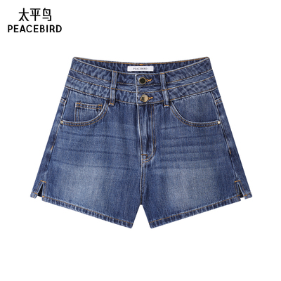 太平鸟女装夏季双腰头牛仔短裤A1HBE2445