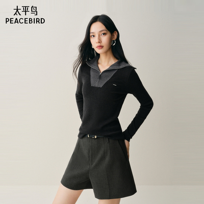 【商场同款】太平鸟25冬季羊毛混纺海军领打底针织衫新A3EEF4168