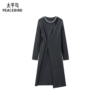 太平鸟女装圆领可调节收腰连衣裙A1FAE4433
