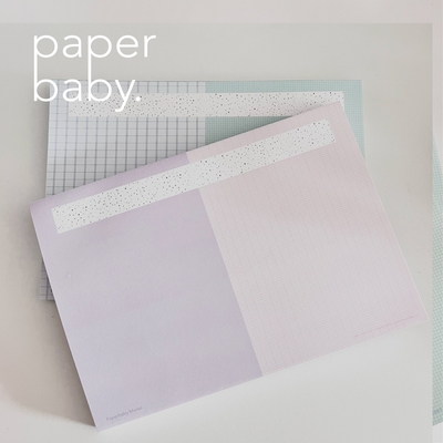 paperbaby 细格法文双色双拼B5横版拍纸本 手帐素材