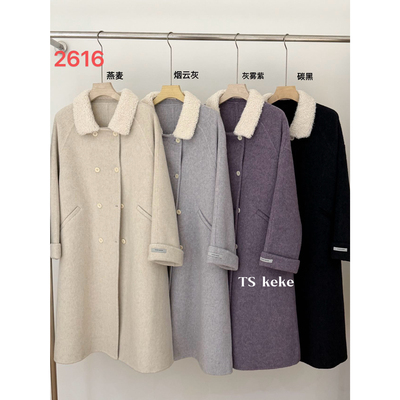 一善服饰感羊羔毛毛领宽松显瘦羊毛大外套羊毛外套PZfde82009