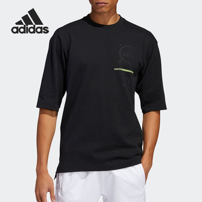 男子运动型格短袖T恤阿迪达斯