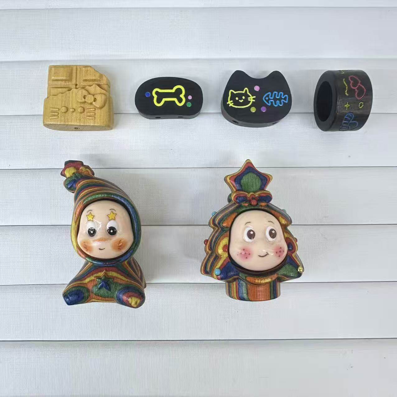 木质吊坠背云手工彩绘diy文玩时尚配饰佛珠串珠手链配件手工材料