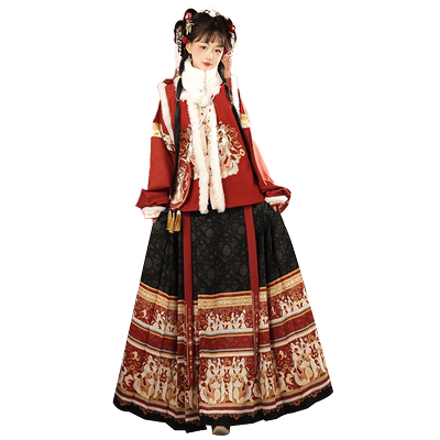 明制方领比甲马面裙加厚拜年服