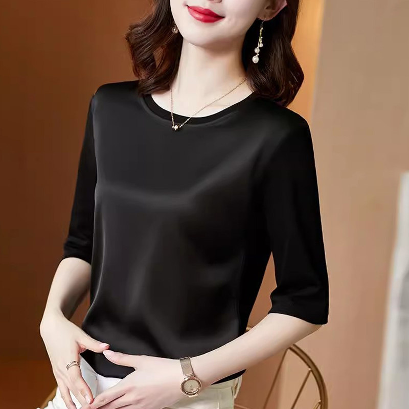 莫代尔中袖t恤女装2026年夏秋新款欧货打底小衫妈妈减龄短袖上衣