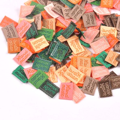 HAND MADE 彩色手工制作小布标布贴饰品服饰DIY标签100个/包