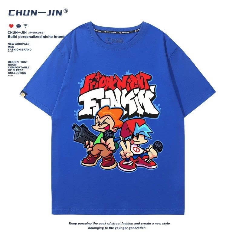 Friday Night Funkin周五夜放克游戏周边短袖儿童卡通动漫衣服T恤
