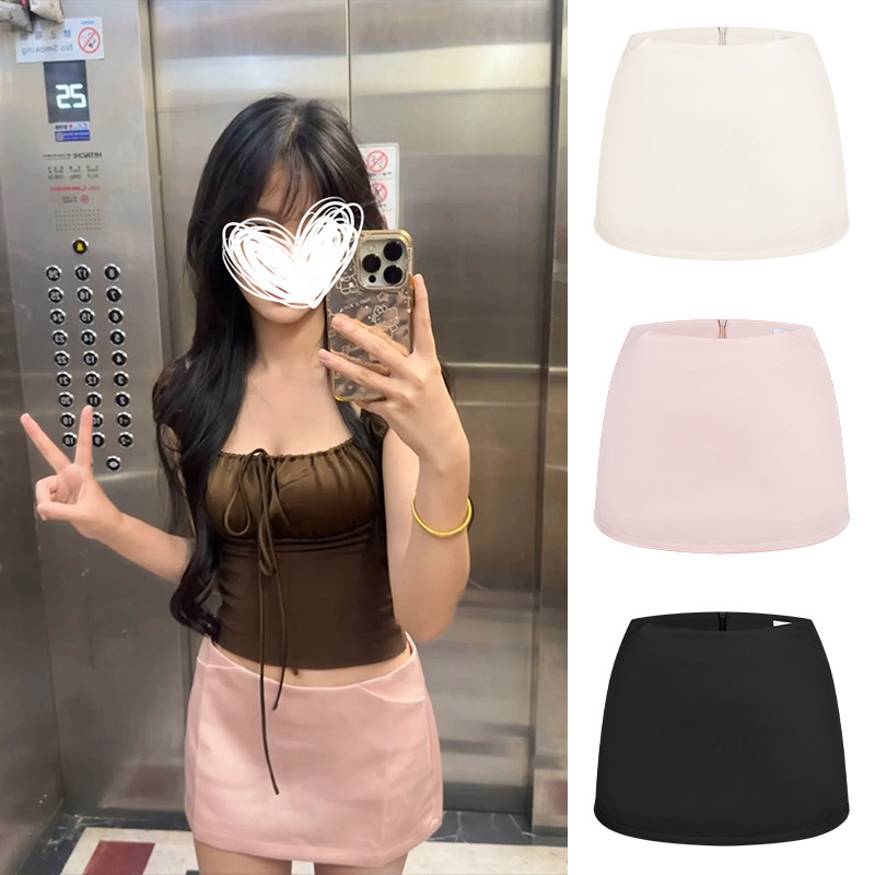 MosesQueen魔西女王缎面修身包臀裙女夏季新款辣妹显臀半身短裙子