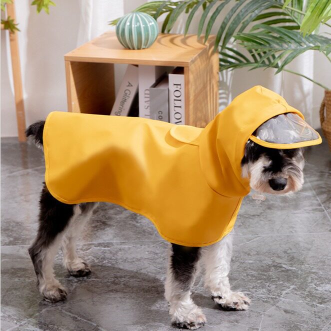 狗狗连帽雨衣黄色防水透气宠物服装四季通用小狗雨披四季款