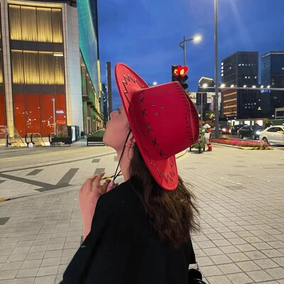 西部骑士牛仔帽女士骑马户外旅游适合海边拍照的帽子遮阳大沿儿童