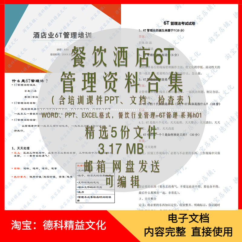 餐饮酒店员工6T管理培训课件PPT 6T检查表试卷6T实务5S管理 h01_虎窝淘