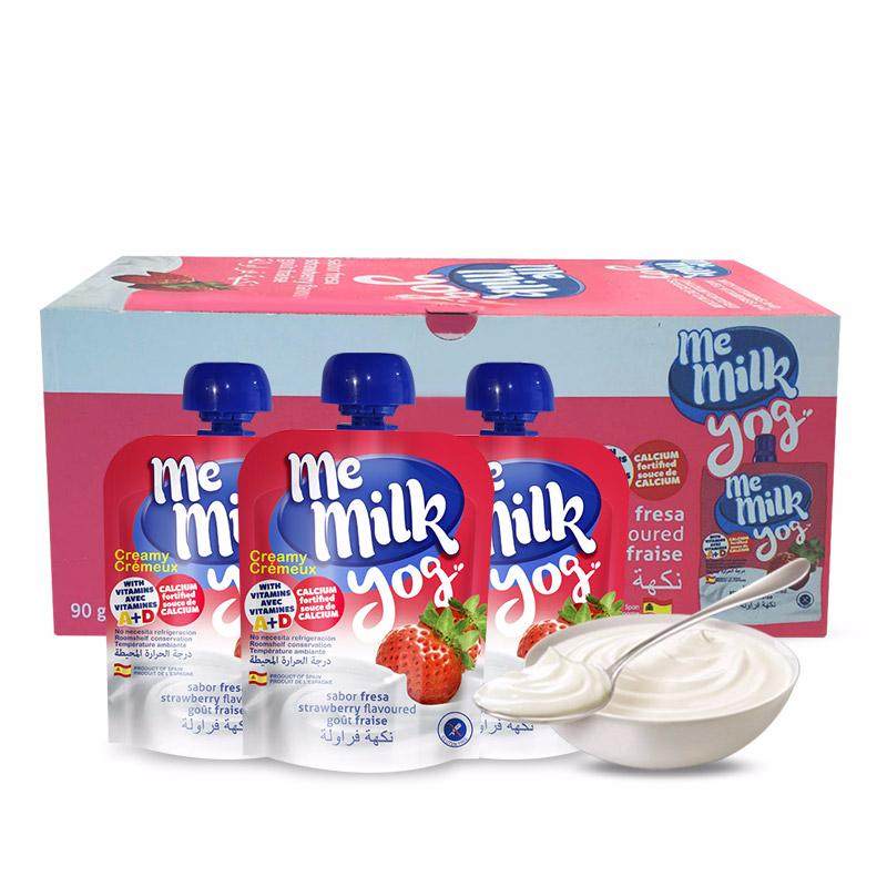 西班牙进口me milk美妙可儿童常温酸奶吸吸乐草莓味90g 18袋-箱_虎窝淘