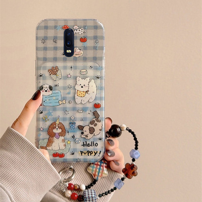 手机壳硅胶可爱卡通蓝格纹西高地