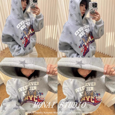 【whenever~】星星字母印花卫衣