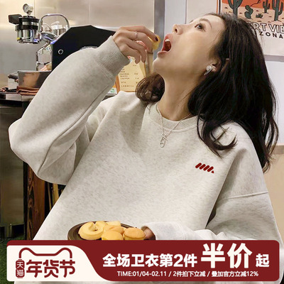 bf风宽松复古美式圆领卫衣情侣装