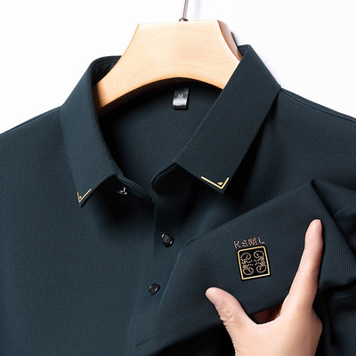 秋冬长袖爸爸男士翻领伦巴宝利娇款百搭休闲中老年POLO衫男装正品