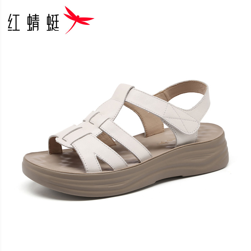 红蜻蜓软底厚底增高夏天女士罗马鞋凉鞋女款新款夏季真皮外穿妈妈