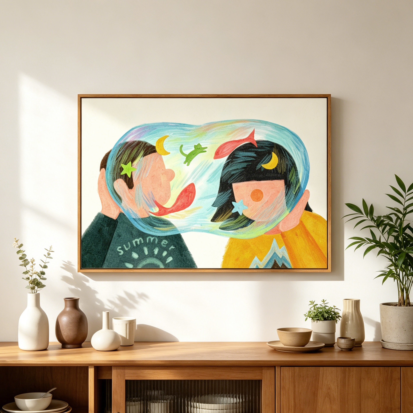 ins原木风餐厅装饰画高级感客厅电表箱挂画中古风包豪斯艺术挂画