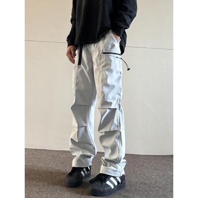 soxiox秋季美式机能冲锋裤男女款直筒工装伞兵裤户外登山软壳裤子