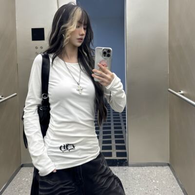 美式复古修身字母打底长袖