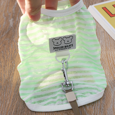 狗狗衣服可爱条纹背心可牵引防脏