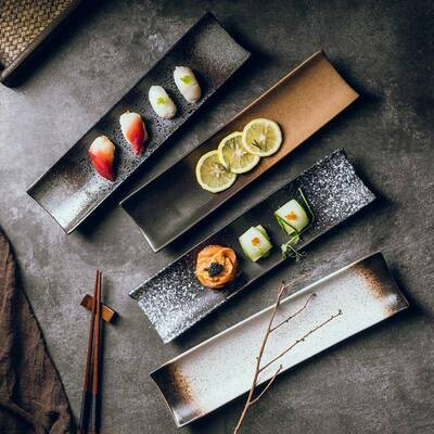 japanese tableware long plates ceramic sushi tray dish