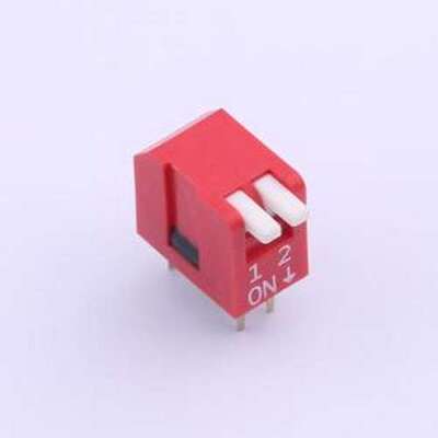 DSDP02LHGETR 拨码开关 2.54mm 宽体红色2位琴键式拨码开关