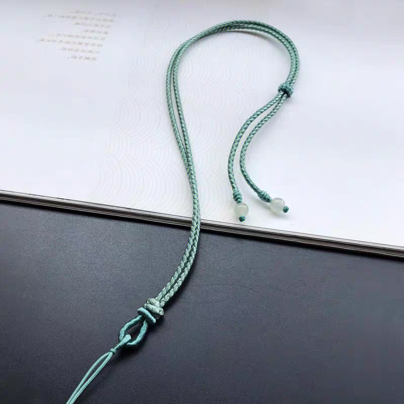 手工编织翡翠和田玉蜜蜡吊坠绳简约高档项链可调节无事牌佛公挂绳