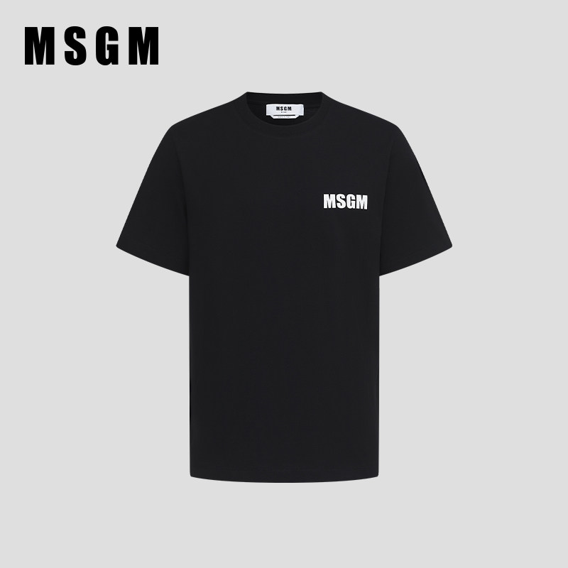MSGM早春男士字母logo印花纯棉圆领休闲短袖T恤上衣
