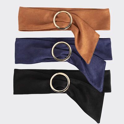1pc Belt Women's Premium Round Buckle Suede Belt Soft and Co