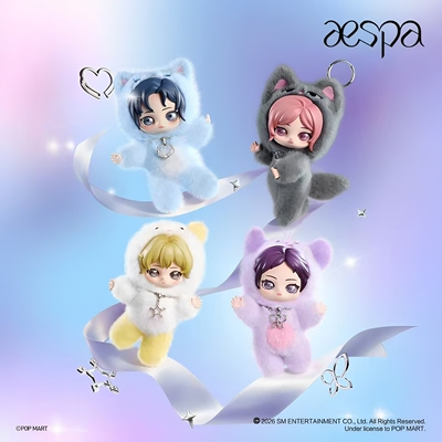 POPMART泡泡玛特aespa绒绒萌友系列毛绒公仔挂件盲盒玩具摆件礼物