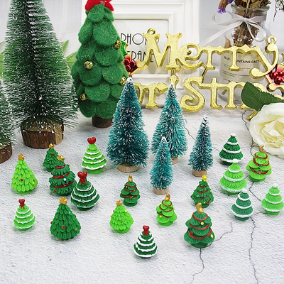 迷你松针树层层圣诞树圣诞节小型摆件christmas tree树脂装饰品