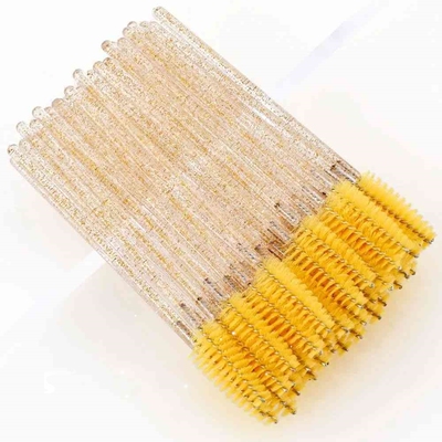 Maange 50 PCs Crystal Handle One-off Eyelash Brush Yellow Be
