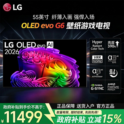 LG OLED55G6PCA 55英寸 壁纸超薄无缝贴壁 165Hz 游戏电视