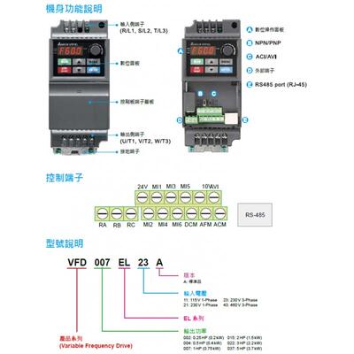 议价台达变频器 VFD-EL VFD002/004/007/015/022EL21A/037EL43A