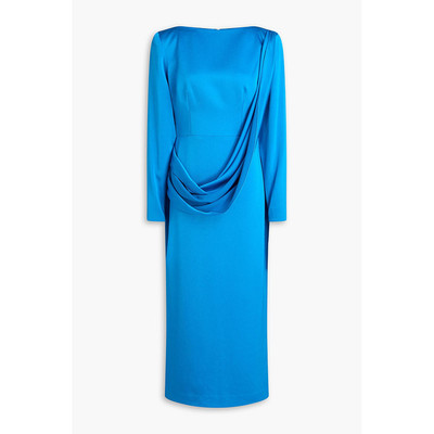 潮奢 ALEX PERRY 女士 垂褶缎面中长连衣裙 D1531OCEANBLUE