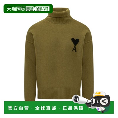 Ami Paris 男士针织毛衣 UKS8390182988 AW2025 绿色长袖高领