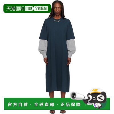 潮奢 Palm Angels 棕榈天使 女士 海军蓝 Curved Logo Layered 连