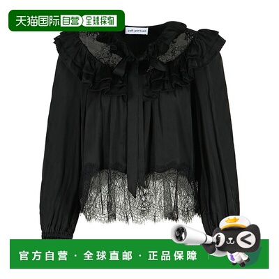 1h可退 SELF-PORTRAIT 女士外套 RS26192TB SS2026 黑色 粘胶蕾丝