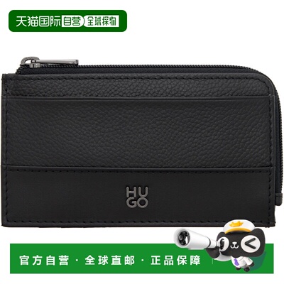 潮奢 boss 雨果 男士 黑色 Stacked Logo 卡包 50558571