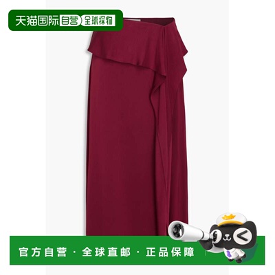 Simkhai 女士 Maria 垂褶缎面中长半身裙 5253007QCRANBERRY