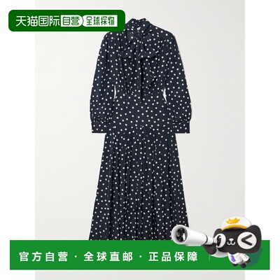 1h可退 潮奢 RIXO 女士 Marigold 蝴蝶结波尔卡圆点真丝双绉中长