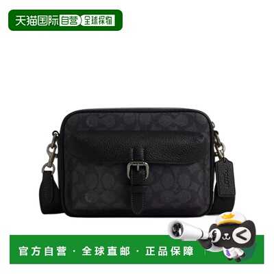 COACH 男士斜挎包 CW217QBMI5 AW2024 黑色 Warner 标志性帆布斜