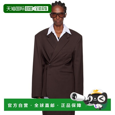 1h可退 潮奢 The Frankie Shop 女士 棕色 Crosby Wrap 西装外套