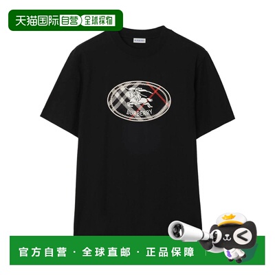 BURBERRY 男士T恤 8128072A1189 AW2026 黑色 CHECK KNIGHT STAMP